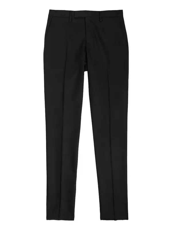 LARDINI Tapered Stretch-wool Trousers - Black