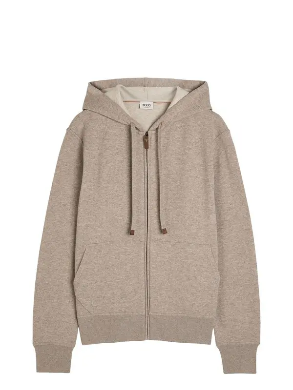 TOD'S Hooded Wool And Cashmere-blend Sweatshirt - Light Brown