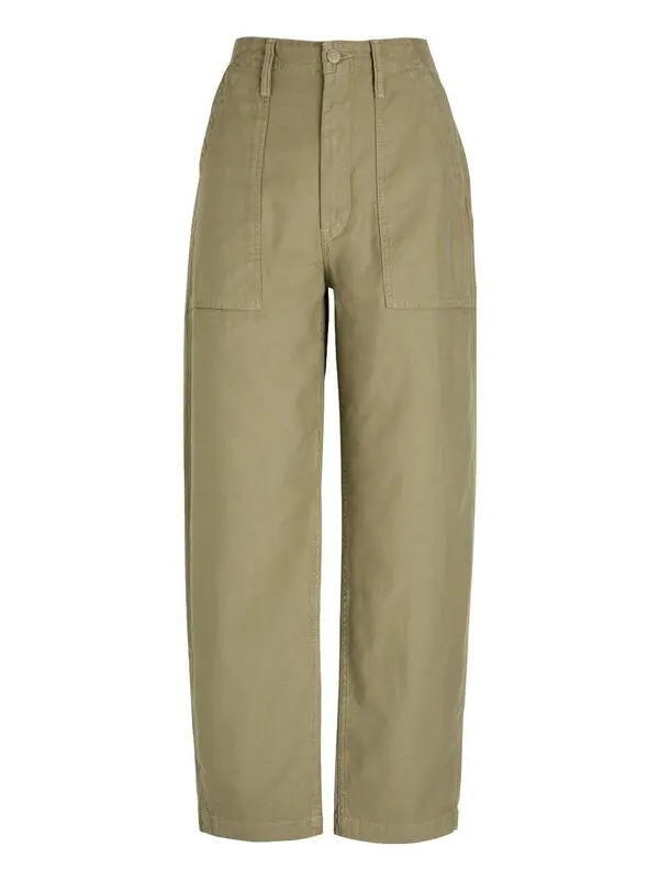 MOTHER Barrel-leg Cotton Trousers - Khaki
