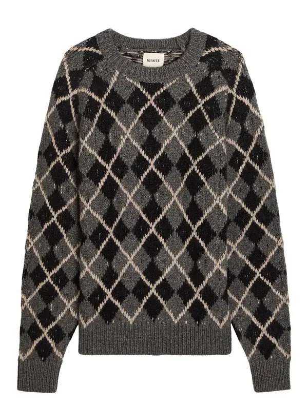 Khaite Pratt Argyle Cashmere Jumper - Grey