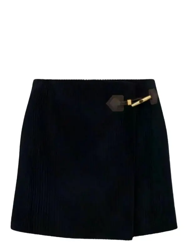 Moschino Corduroy Mini Wrap Skirt With Buckle - Blue