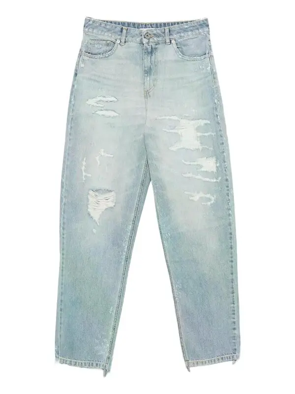 HALFBOY Ripped-detail Jeans With Frayed Hem - Blue