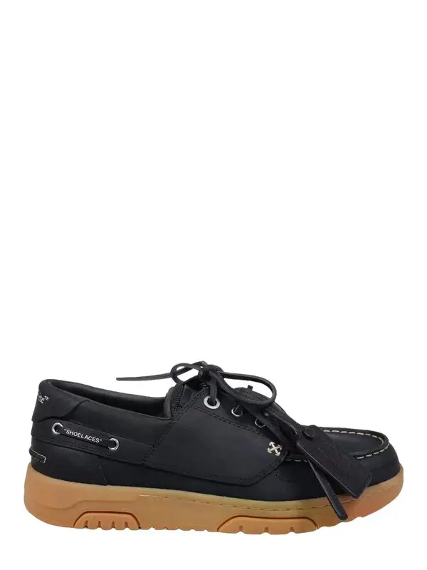 Off-White Contrast-stitch Boat Shoes - Black