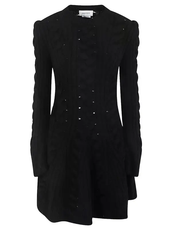 Alexander McQueen Cable-knit Open-work Dress - Black