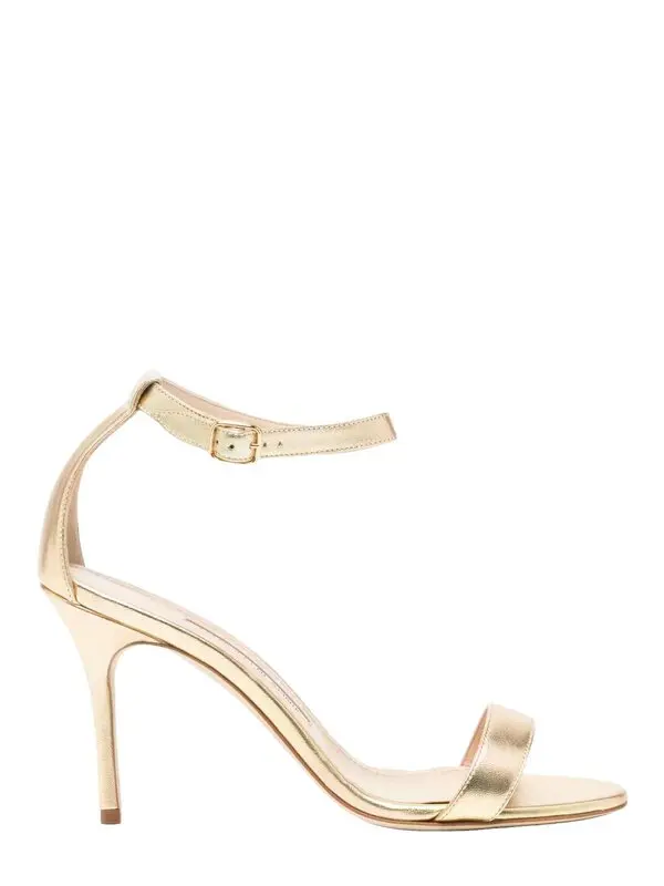 Manolo Blahnik Metallic Ankle-strap Sandals - Gold