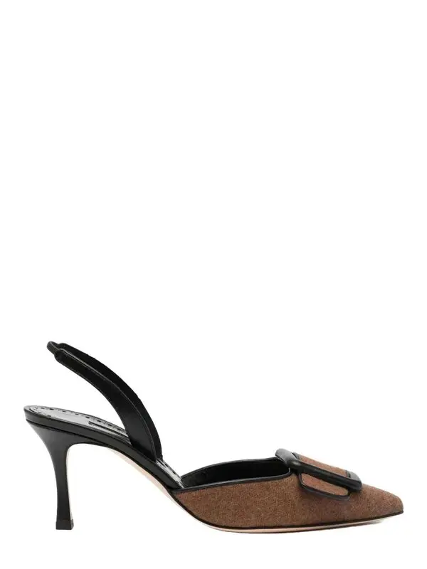 Manolo Blahnik 70mm Mayslibi Slingback Pumps - Brown