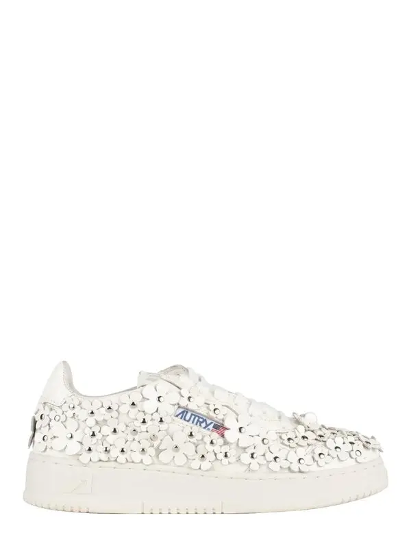 AUTRY Medalist Low 'blooming' Patent Leather Sneakers - White