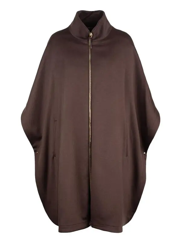 Herno Luxury Wool And Ultralight Nylon Poncho - Brown