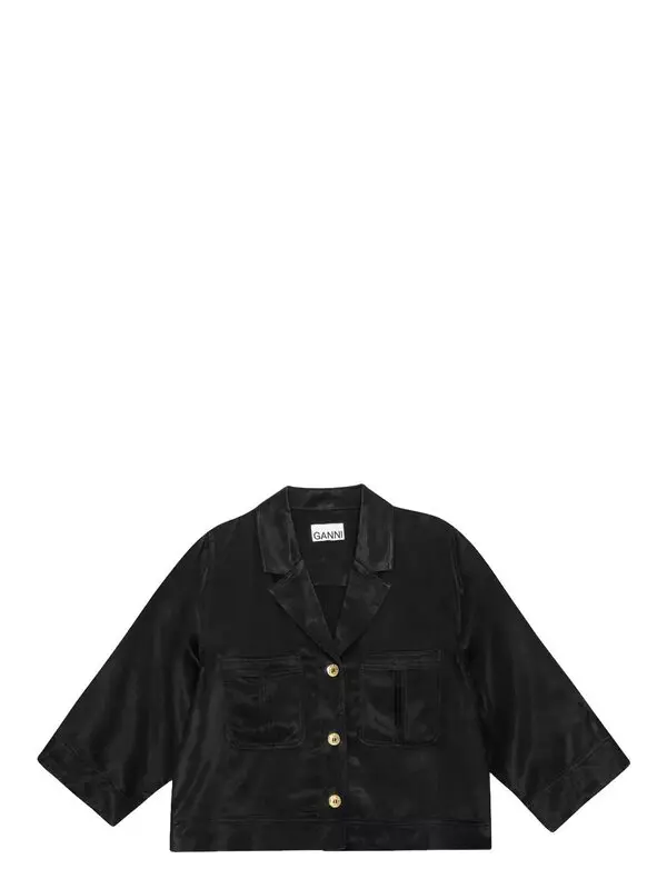 GANNI Notched-collar Shirt - Black