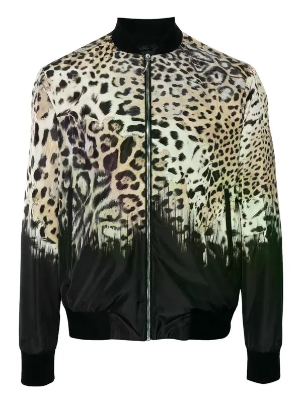 Roberto Cavalli Tiger Tooth-detailed Leopard-print Bomber Jacket - Neutrals