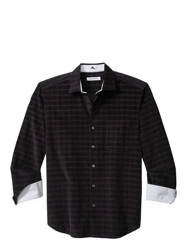 Tommy Bahama Check Island Cotton Corduroy Button-up Shirt - Black