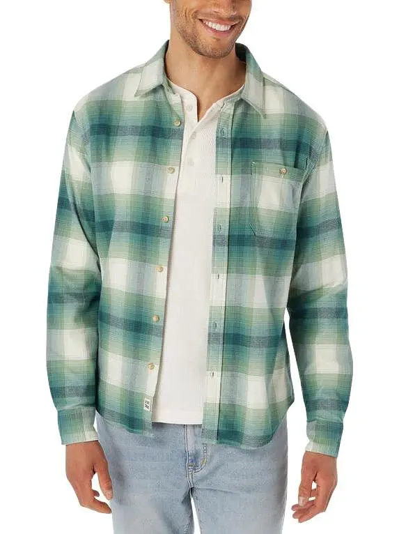FAIR HARBOR Plaid Lightweight Flannel Button-up Shirt - Green Hills Plaid