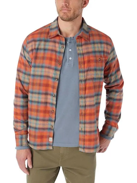 FAIR HARBOR Plaid Lightweight Flannel Button-up Shirt - Orange Glow Plaid
