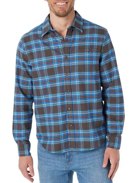 FAIR HARBOR Plaid Lightweight Flannel Button-up Shirt - Stream Blue Plaid
