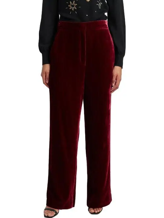 Chinti & Parker Wide-leg Velvet Trousers - Claret
