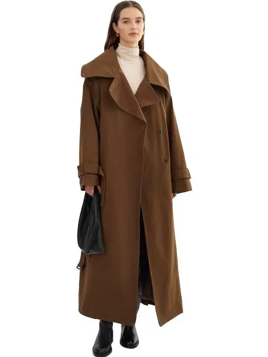 LAMARQUE Josephine Oversized Twill Trench Coat - Brown