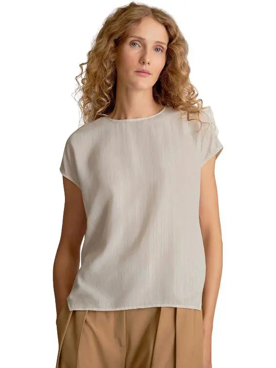 M.M.LAFLEUR Didion Printed Silk Drape Top - Mixed Stripe