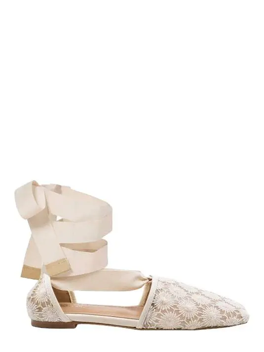 ANDREA GOMEZ Desi Raffia Flat - Off White