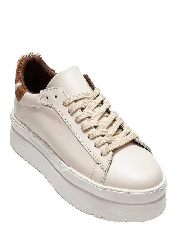 FOREVER & ALWAYS SHOES Anabel Leather Platform Sneakers - Beige Leather