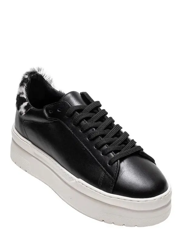 FOREVER & ALWAYS SHOES Anabel Leather Platform Sneakers - Black Leather