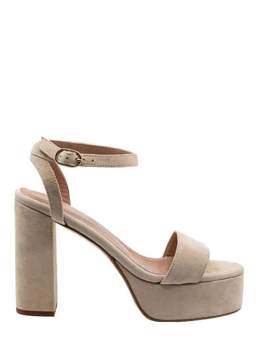 ANDREA GOMEZ Becka Suede Platform Sandal - Beige