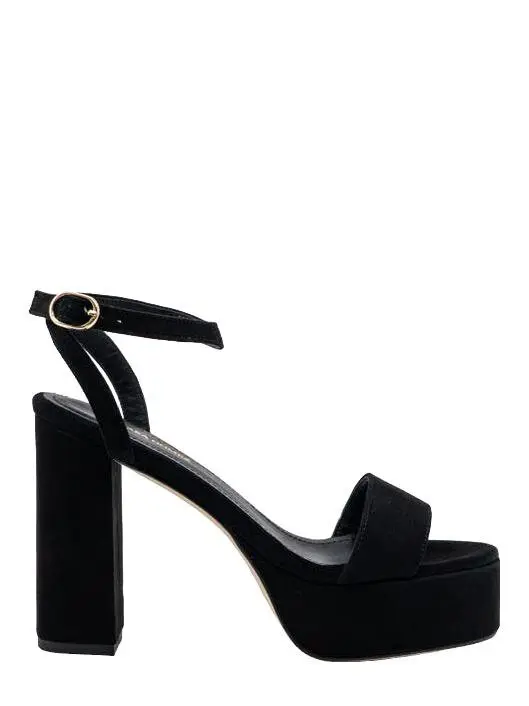 ANDREA GOMEZ Becka Suede Platform Sandal - Black