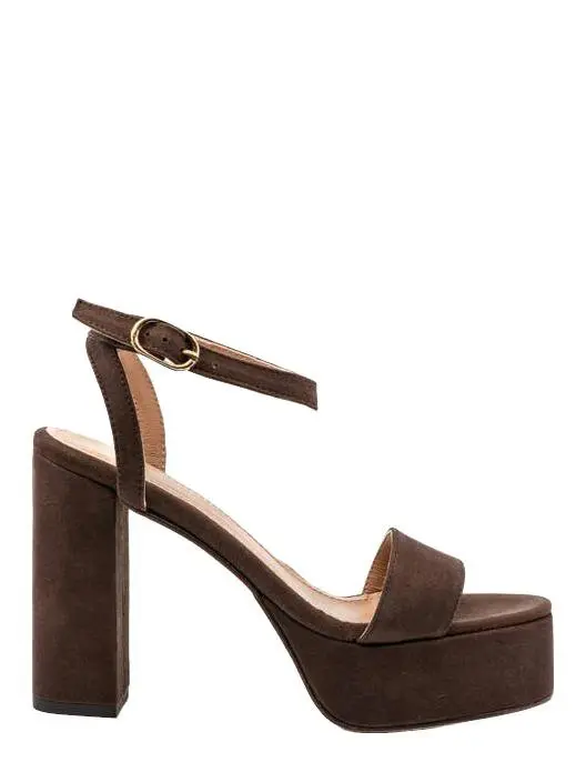 ANDREA GOMEZ Becka Suede Platform Sandal - Chocolate