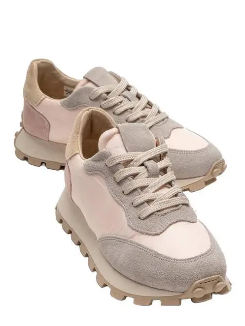 FOREVER & ALWAYS SHOES Amanda Leather Sneakers - Gray Pink