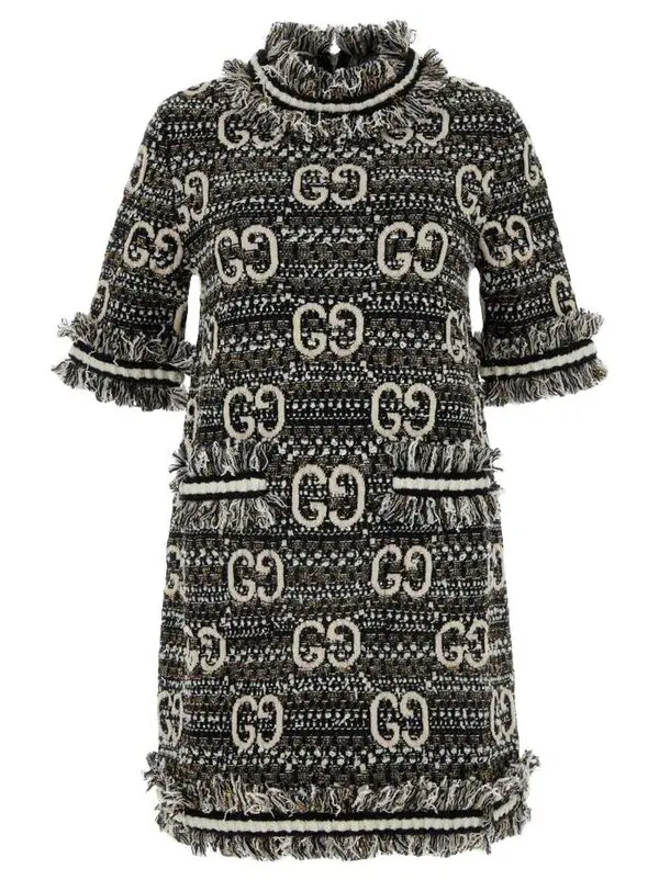 Gucci Embroidered Bouclé Mini Dress - Printed