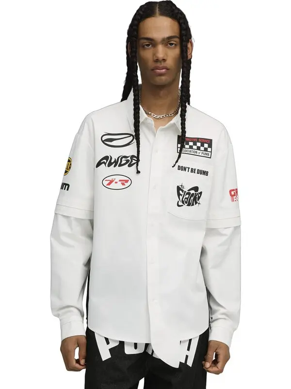 PUMA A$ap Rocky X Layered Pit Crew Button-down - White