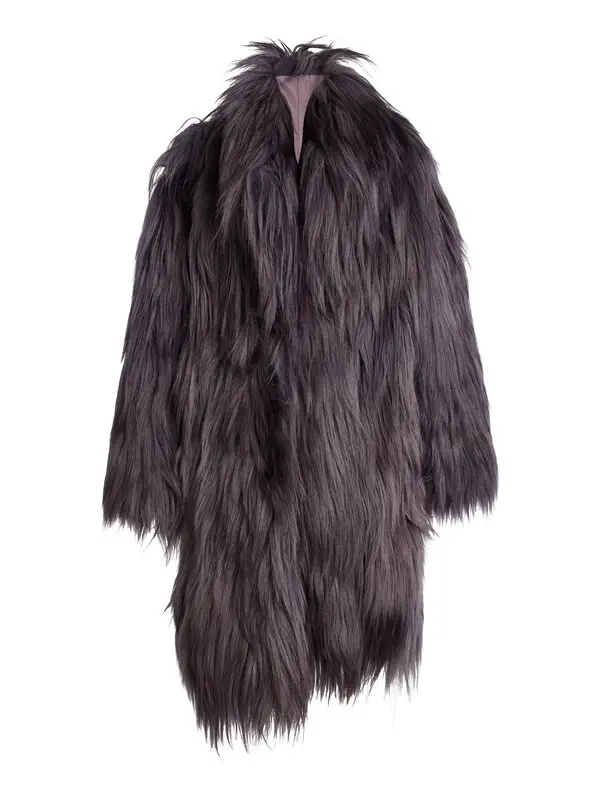 Michael Kors Long Haired Goat Overcoat - Purple