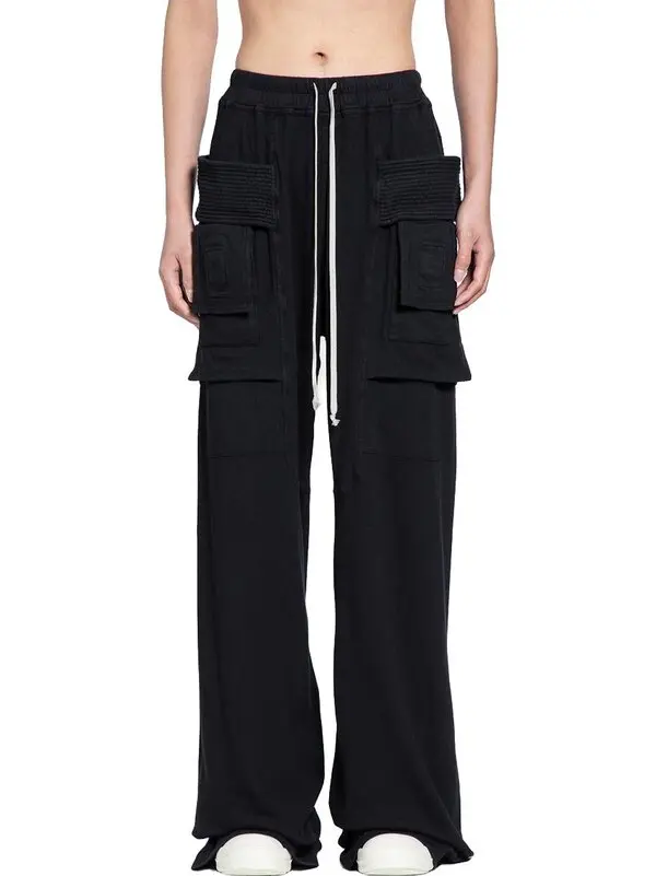 Rick Owens Creatch Wide Leg Cargo Trousers - Black
