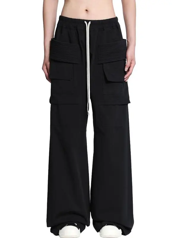 Rick Owens Creatch Wide Cargo Drawstring Trousers - Black