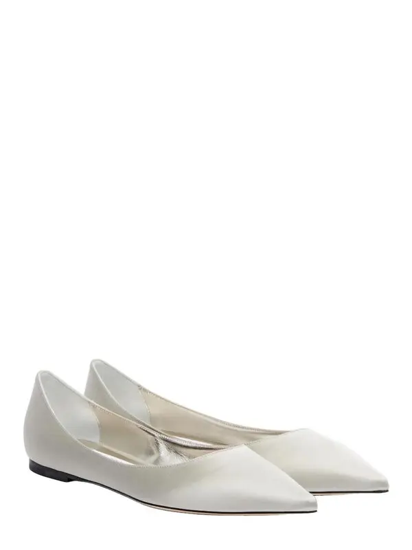 JIMMY CHOO Love Satin Ballet Flats - Silver