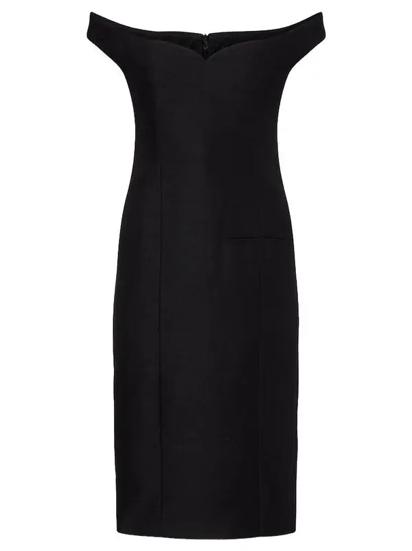 Calvin Klein Bonny Wool And Linen-blend Midi Dress - Black