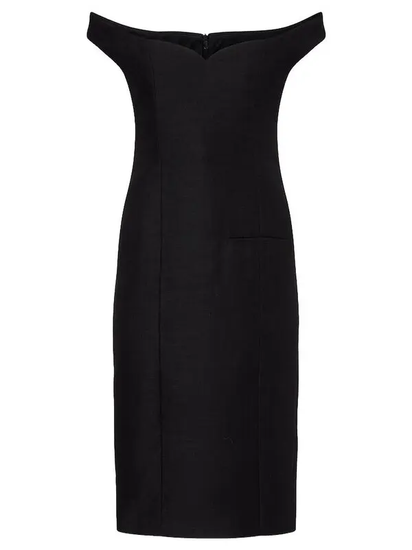 Calvin Klein Bonny Wool And Linen-blend Midi Dress - Black