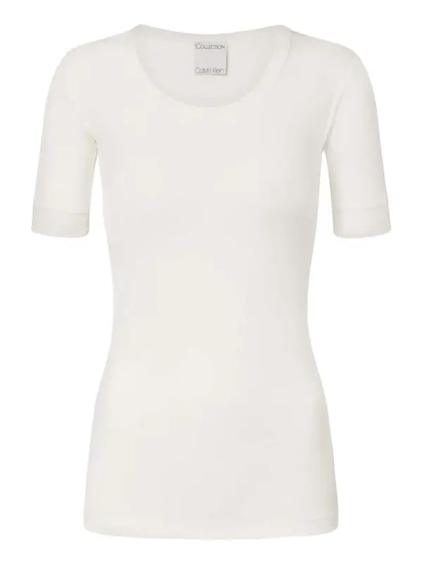 Calvin Klein Ribbed Knit Cotton-blend Top - White