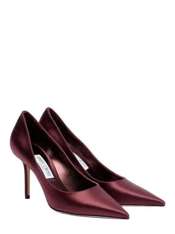 JIMMY CHOO Love 85 Satin Pumps - Burgundy