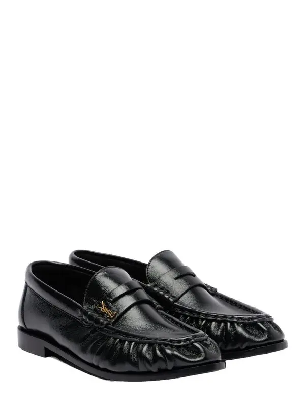 Saint Laurent Leather Penny Loafers - Black
