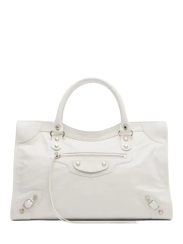 Balenciaga Le City Medium Leather Tote Bag - White