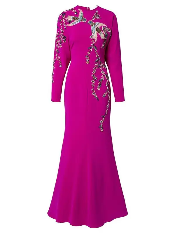 Costarellos Marla Crystal-embellished Crêpe Gown - Purple