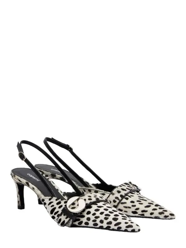 Coperni Belt 65 Calf Hair Slingback Pumps - White