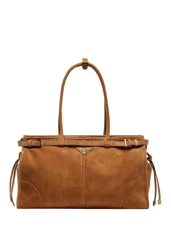 Prada Bonnie Large Suede Tote Bag - Brown