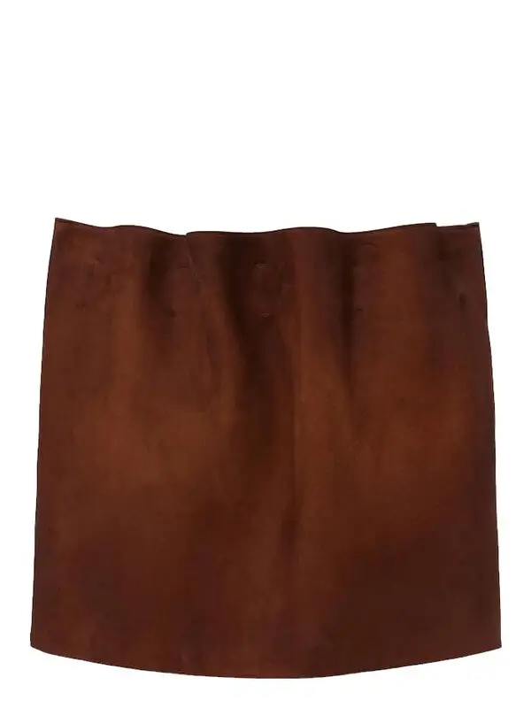 Prada Gathered Suede Miniskirt - Brown