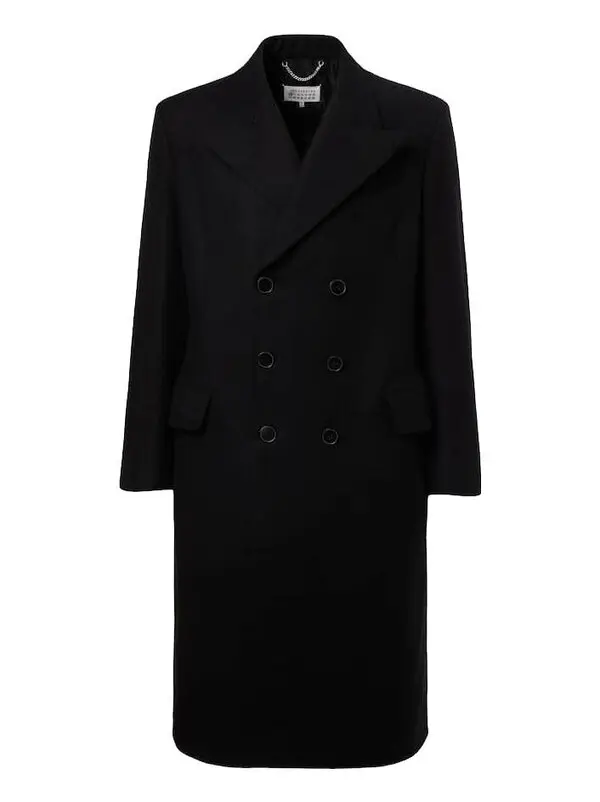 MAISON MARGIELA Double-breasted Virgin Wool Coat - Black