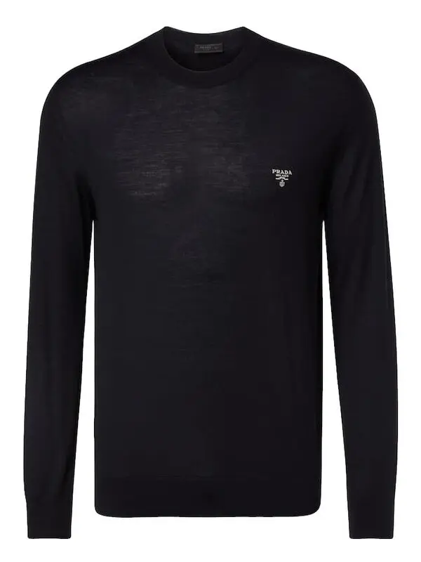 Prada Virgin Wool Crewneck Sweater - Blue