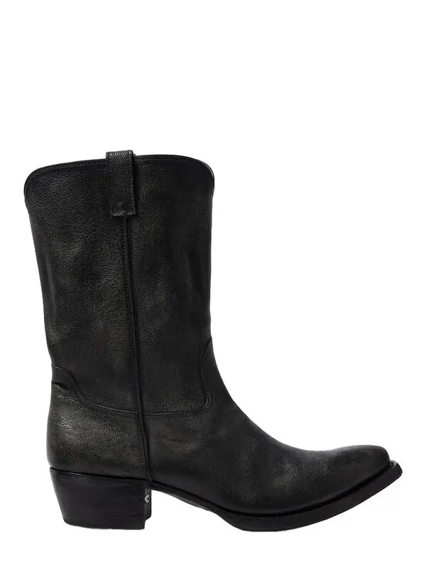 Prada Leather Cowboy Boots - Black
