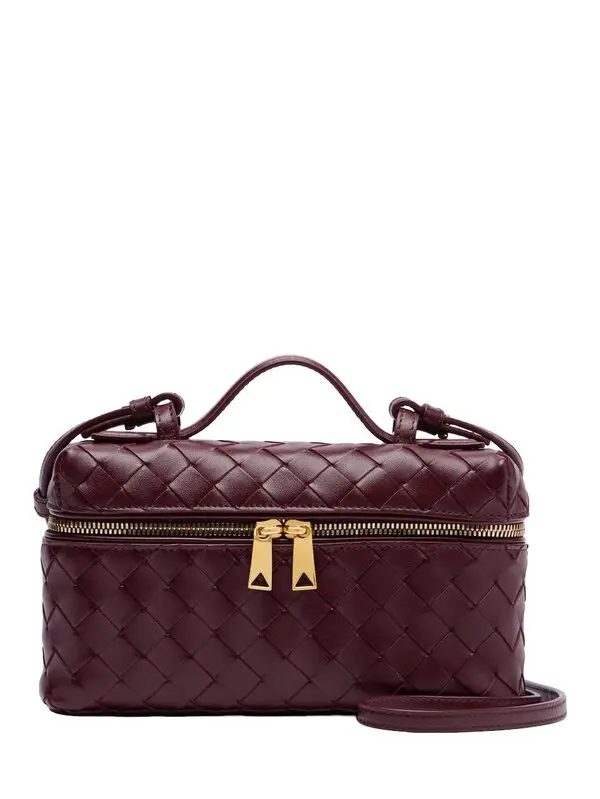 Bottega Veneta Intrecciato Leather Vanity Bag - Burgundy