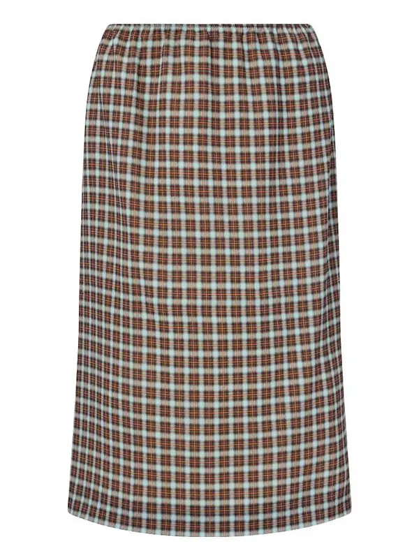 Prada Checked Silk-blend Georgette Midi Skirt - Blue