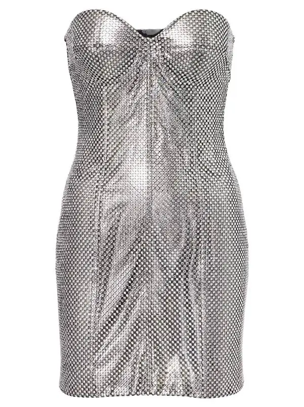 Dolce & Gabbana Embellished Corset Minidress - Silver